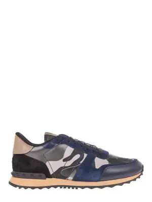 Valentino Garavani Rockrunner Camouflage Lace-up Sneakers - Black
