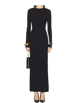 Saint Laurent Open Back Long-sleeved Dress - Black