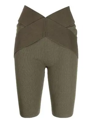 DION LEE Knee-length Ribbed Biker Shorts - Green