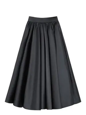 PATOU Volume High Rise Satin Midi Skirt - Black