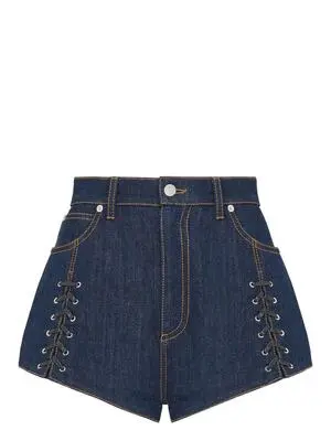 Alexander McQueen Strapped Denim Shorts - Blue