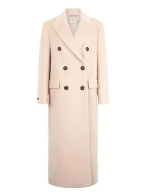 Peserico Double Breasted Straight Hem Coat - Nude