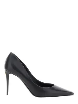 Dolce & Gabbana Pointed Toe Stiletto Pumps With Logo Plaque - Black