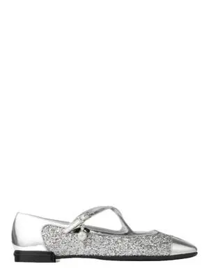 JIMMY CHOO Eleri Glitter-leather Ballet Flats - Silver