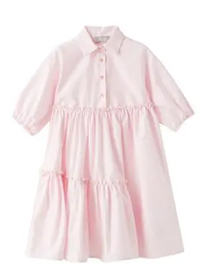 IL GUFO Three-quarter Sleeve Ruffled Dress - Pink