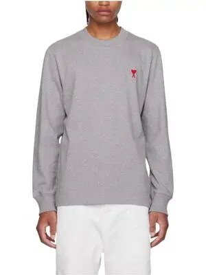 Ami Round Collar And Long-sleeved T-shirt - Gray