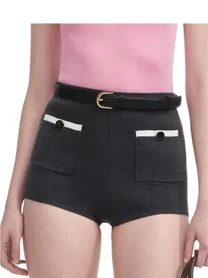SELF-PORTRAIT Belted Shorts - Grey