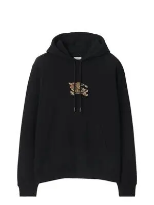 Burberry Checked Drawstring Hoodie - Black
