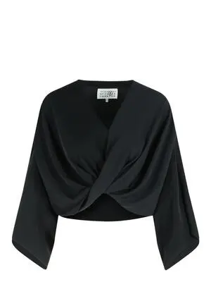 MAISON MARGIELA Draped V-neck Top - Black
