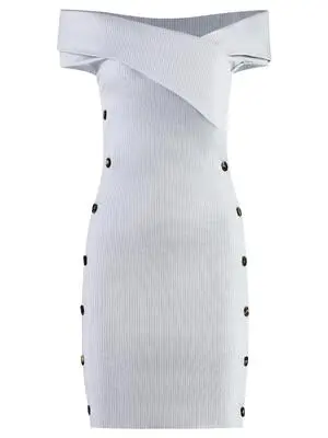 Philosophy Di Lorenzo Serafini Off-shoulder Striped Mini Dress - Gray