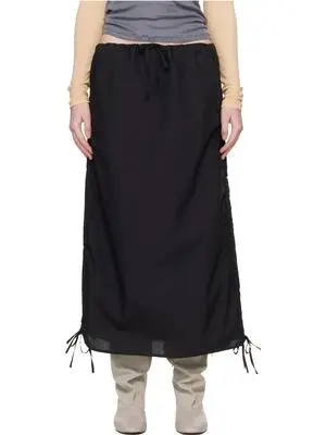 BASERANGE Drawstring Midi Skirt - Black