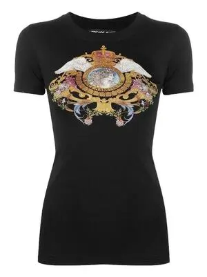 Versace Graphic Print Cotton T-shirt - Black