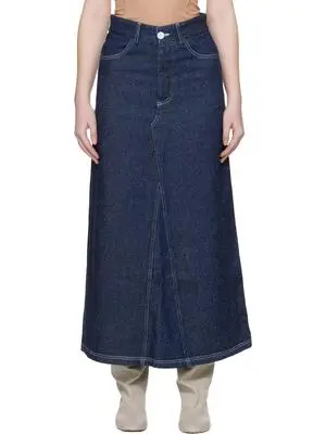 BASERANGE Belt Loop Midi Skirt - Blue