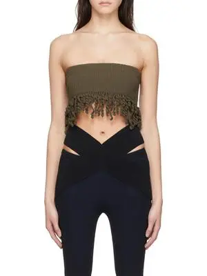 DION LEE Crocheted Bandeau Top With Tassel Detail - Black