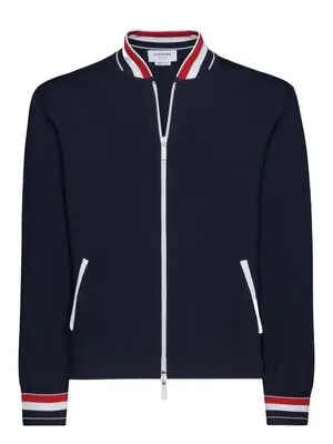 Thom Browne Rwb-stripe Bomber Jacket - Navy Blue