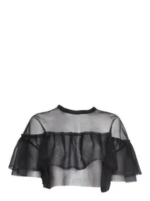 Philosophy Di Lorenzo Serafini Sheer Ruffled Cropped Top - Black