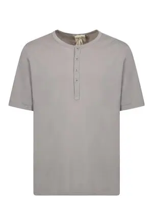 TEN C Cotton Henley T-shirt - Gray