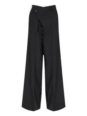MAISON MARGIELA Mm6 Maison Margiela Black Off-Centre Wide-Leg Trousers Black