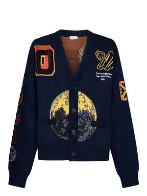 Off-White Moon Phase V-neck Long-sleeved Cardigan - Black