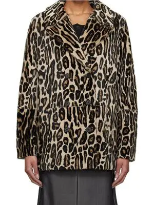 RE/DONE Re/Done Leopard Shearling Peacoat