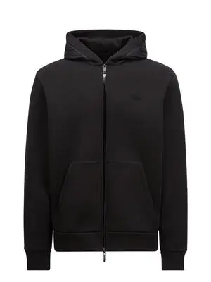 Moncler Zip-up Hoodie With Embossed Logo - Black
