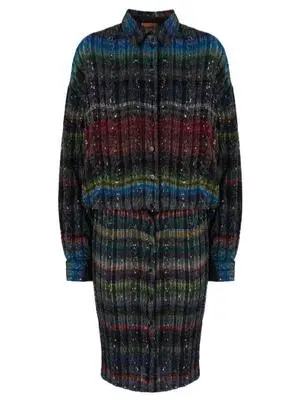 Missoni Midi Dress With V-neck And Wave Pattern - Multi-color