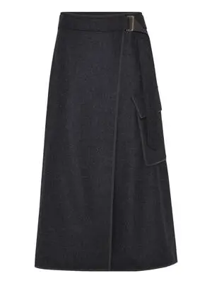 Brunello Cucinelli Wrap Midi Skirt - Medium Gray