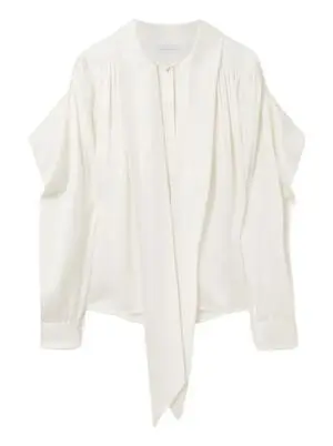 Stella McCartney Tie Neck Long Sleeve Shirt With Shoulder Pads - Cream