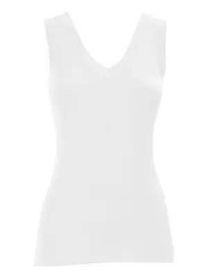 P.a.r.o.s.h V-neck Sleeveless Ribbed Knit Top - White