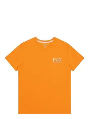 EA7 Logo T-shirt With Round Neck - Orange