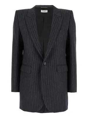 SAINT LAURENT Saint Laurent Single-Breasted Striped Blazer