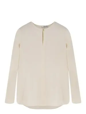 Max Mara Crewneck Long-sleeved Blouse - White