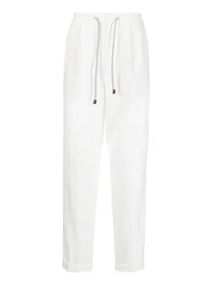 Brunello Cucinelli Drawstring Linen Trousers - White