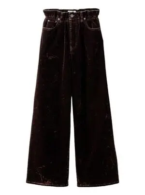 Miu Miu Wide-leg Velvet Trousers - Black