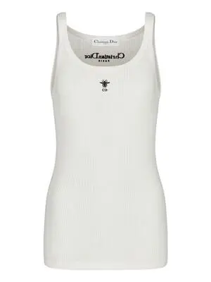 Dior Dior Ribbed Cotton Singlet With Bee Embroidery No