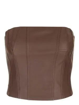 Amiri Rib Pleated Tube Top - Brown