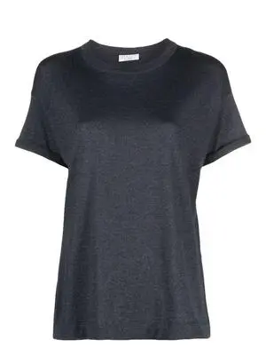 Brunello Cucinelli Lurex Crewneck T-shirt - Sky-blue