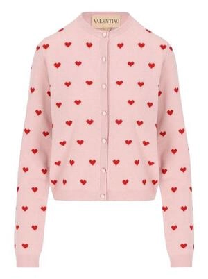 VALENTINO Valentino Heart Intarsia Button-Up Cardigan
