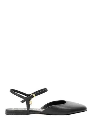 LOEWE Loewe Ankle Strap Leather Ballet Flats