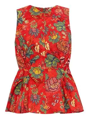 Ulla Johnson Sydney Sleeveless Floral Print Blouse - Red