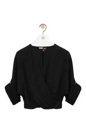 Loewe Crew Neck Blouse In Cotton And Silk - Black