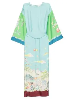 ALEMAIS Printed Silk Midi Dress - Multicolored