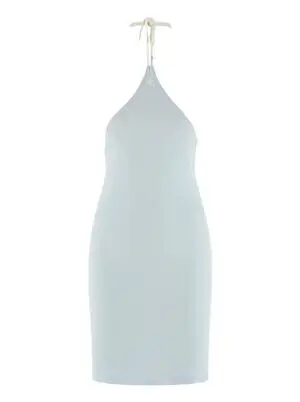 COURREGES Logo Embroidered Sleeveless Mini Dress - Blue
