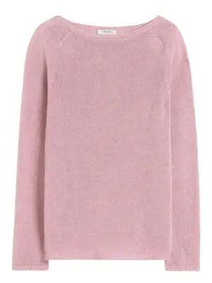 Max Mara Linen Sweater With Ribbed Details - Pink
