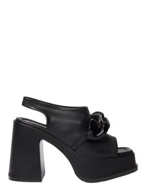 Stella McCartney Stella McCartney Chain-Linked Slip-On Heeled Sandals Black