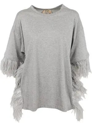 N.21 Feather-trimmed Blouse - Gray