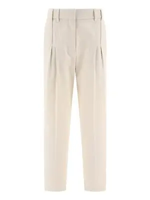 Brunello Cucinelli Straight-leg Cropped Trousers - Nude