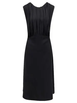 JIL SANDER Gathered Crewneck Sleeveless Dress - Black
