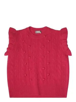 IL GUFO Tricot-knit Gilet With Pompom And Ruffle Detail - Red