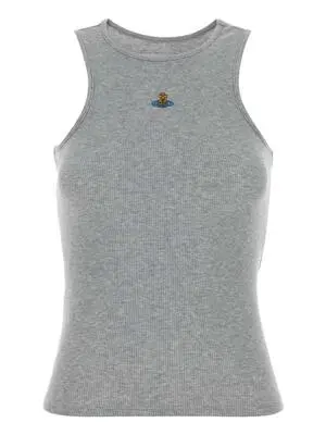 VIVIENNE WESTWOOD Orb Ribbed Tank Top - Grey